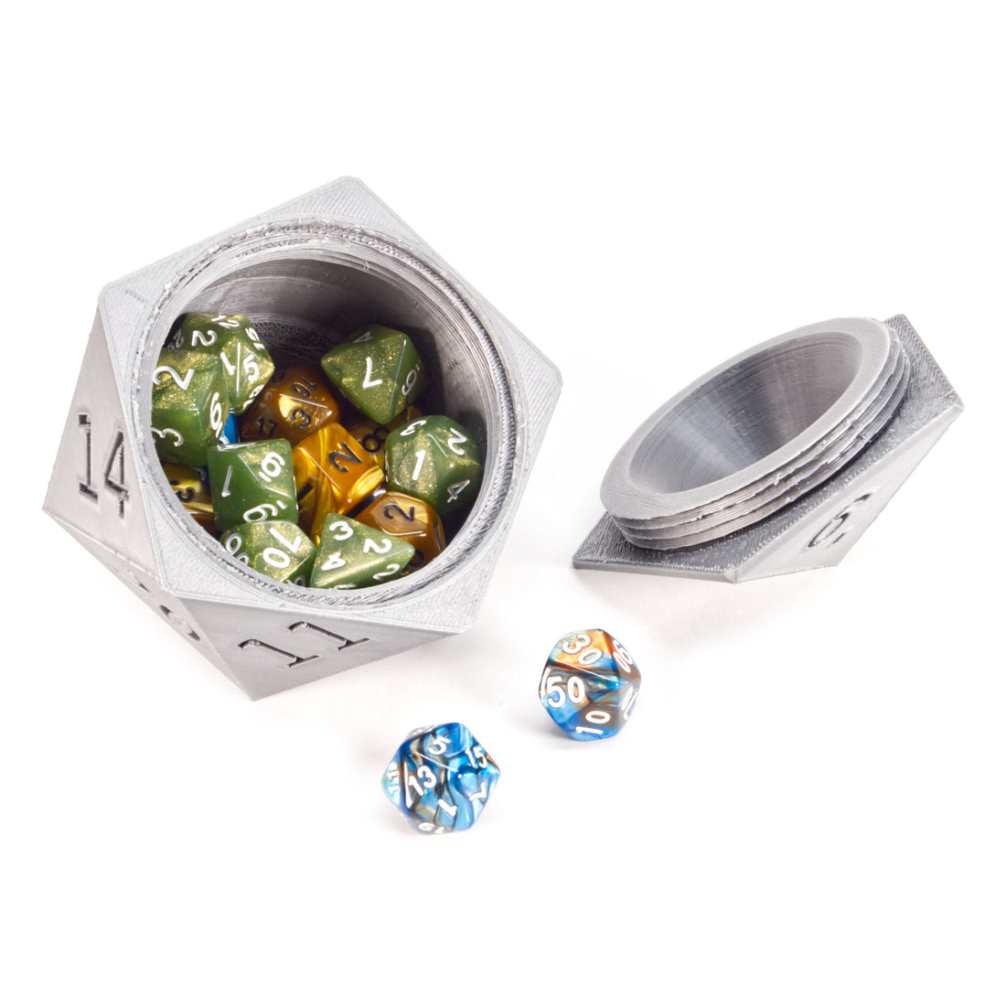 D20 Shaped Dice Container Case with Magnetic Door – 3D Shape Engineering